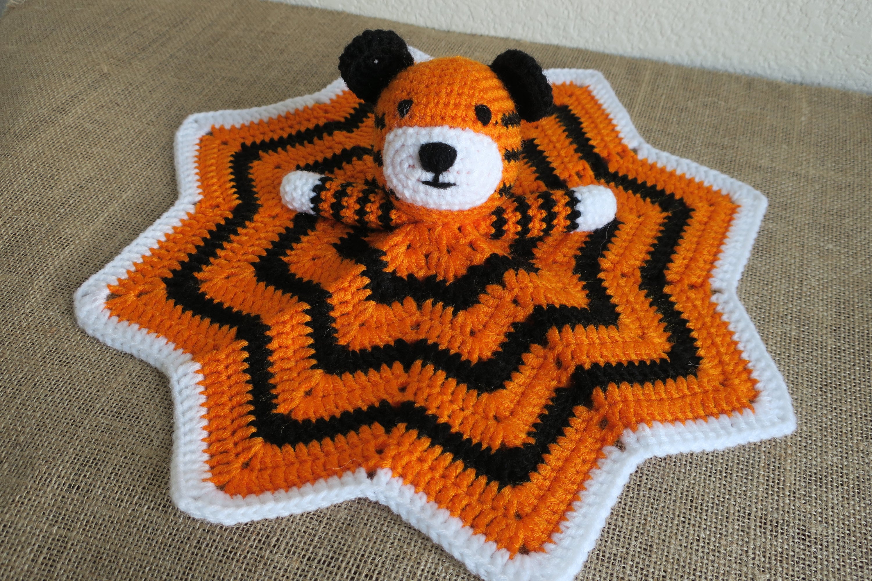 Crochet Tiger Security Blanket baby shower gift newborn | Etsy