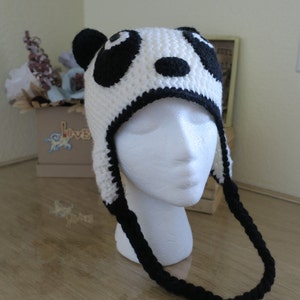Crochet Panda Bear Hat Animal White Black Beanie Cap - Etsy