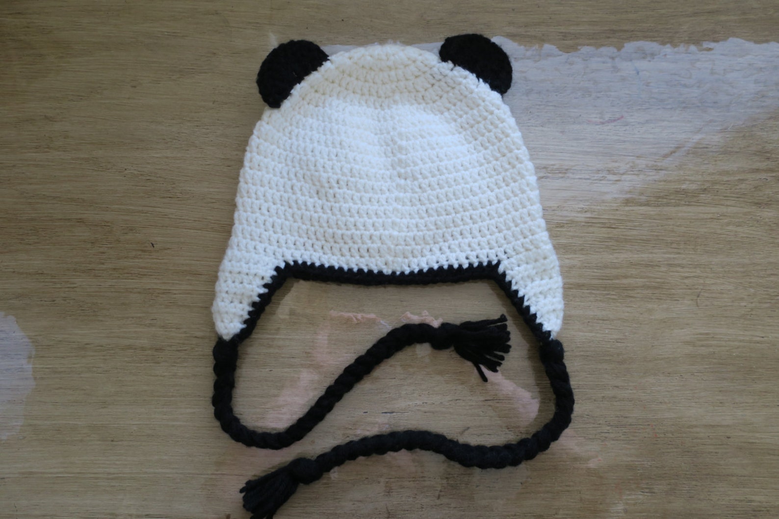 Crochet Panda Bear Hat Animal White Black Beanie Cap - Etsy