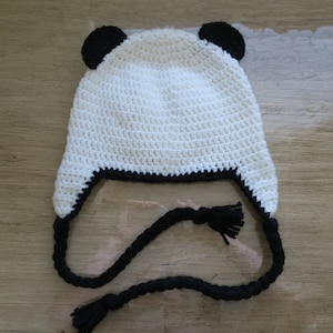 Crochet Panda Bear Hat Animal White Black Beanie Cap - Etsy