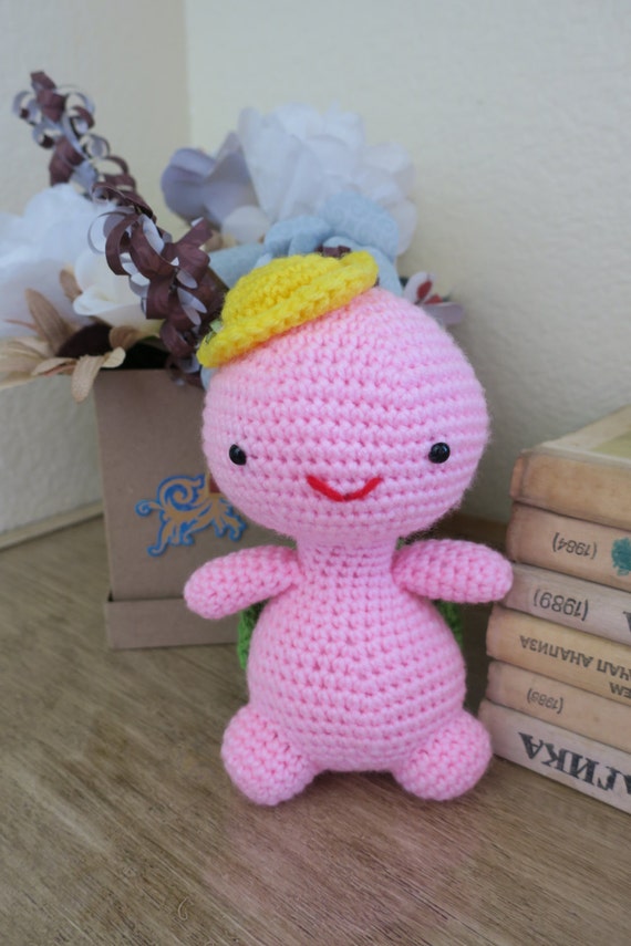Crochet Pink Turtle Toy yellow green baby shower girl Toys Toys & Games ...