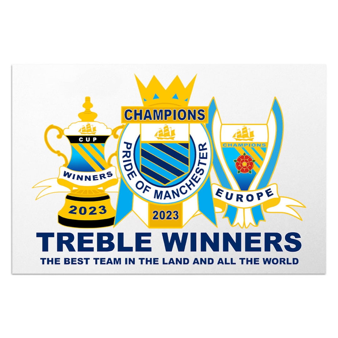 TREBLE Manchester City Trophies 2023 PLAQUE Champions Winners Europe ...