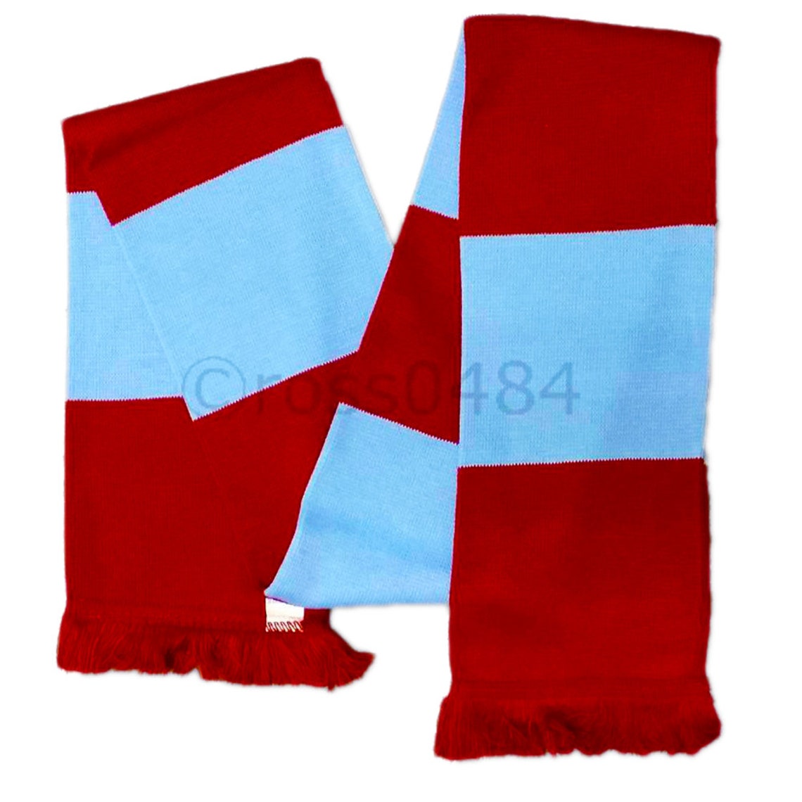 Claret & Sky Blue Scarf Jacquard Knitted Classic Bar Stripe - Etsy