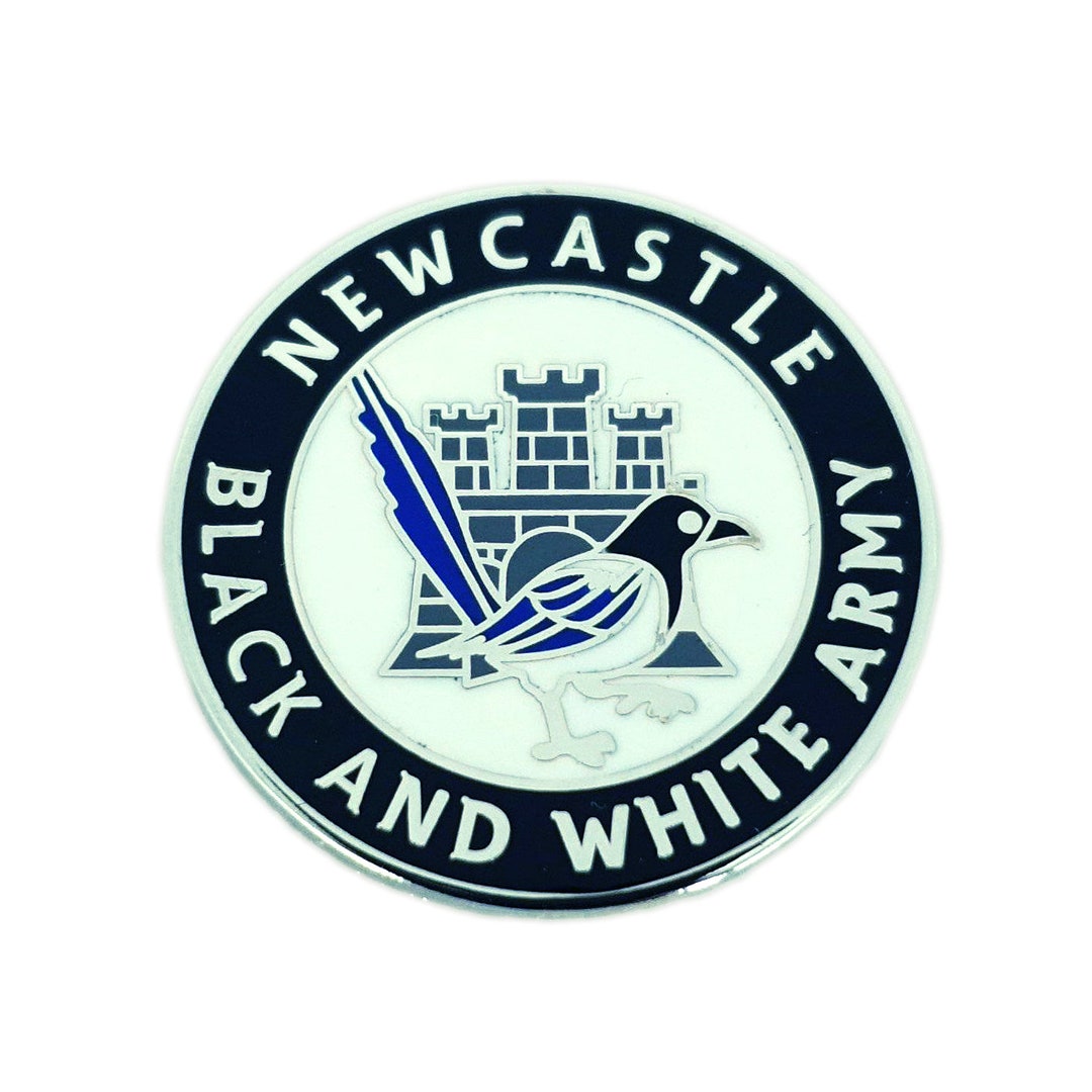 Newcastle Black & White Army BADGE Fanmade Merchandise Large Crest Pin ...