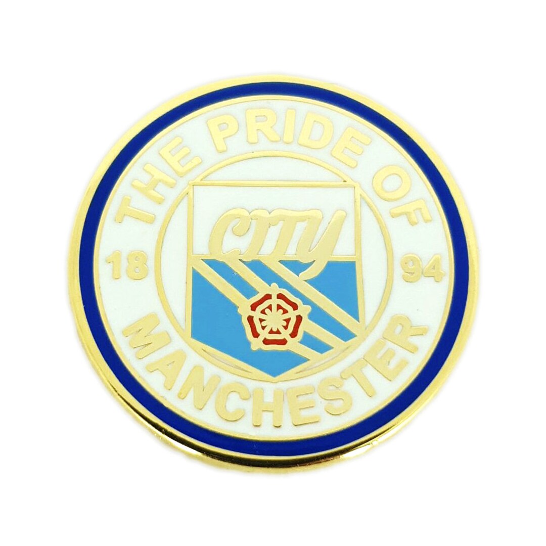 CITY the Pride of Manchester BADGE Fanmade Merchandise Large Crest Pin ...