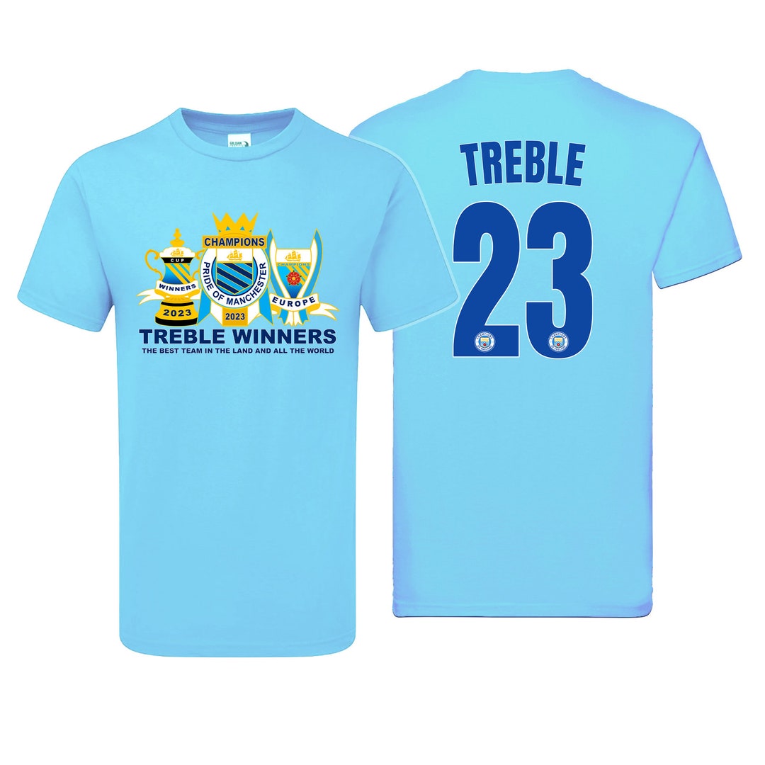 TREBLE 23 KIT Manchester City Trophies 2023 TSHIRT Champions Europe ...