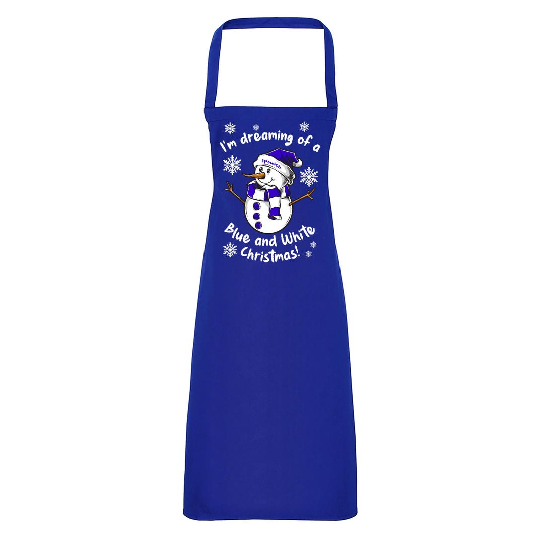 Ipswich Blue and White Christmas Snowman Apron Fanmade Merchandise - Etsy