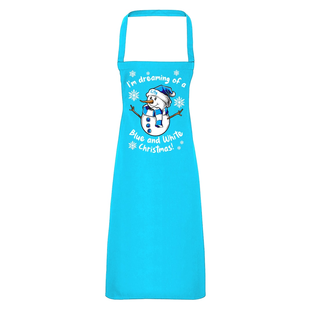 City Sky Blue and White Christmas Snowman Apron Fanmade Merchandise ...