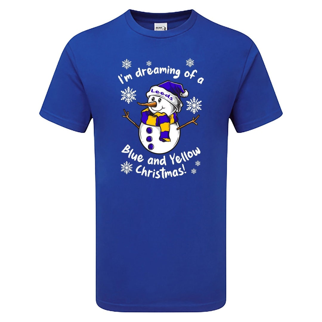 Childrens Leeds Blue and Yellow Christmas Snowman Tshirt Fanmade ...