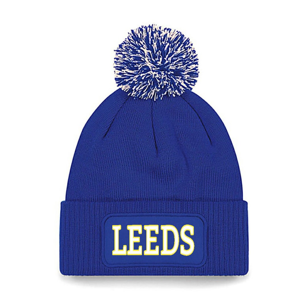 Leeds Fanmade HAT Printed Logo Bobble WHITE LETTERS - Etsy