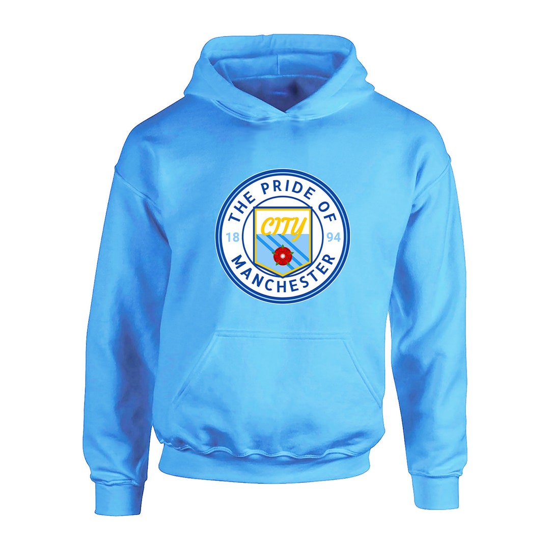 Childrens CITY Pride of Manchester Fanmade Large Crest Hoodie Kids NO ...