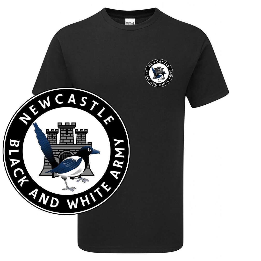 Newcastle Pocket CREST Tshirt Mens Fanmade Black and White Army - Etsy UK