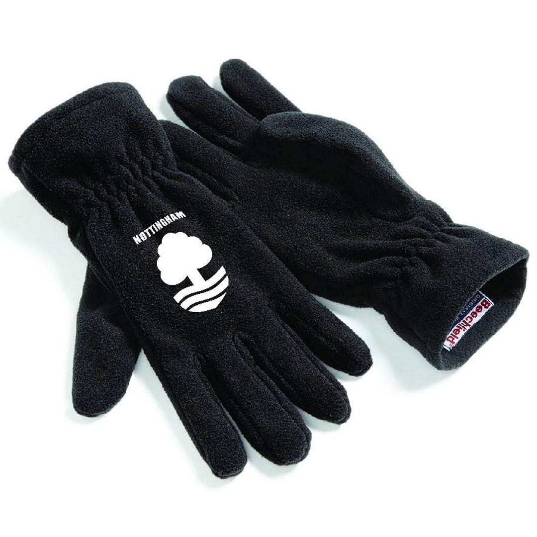Nottingham Crest Fanmade Gloves Black Fleece Printed Logo Suprafleece ...
