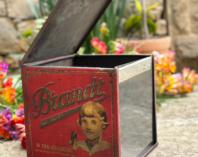 Antique '30 General Store Tin Display Brandt Biscuits Tin Box Food ...