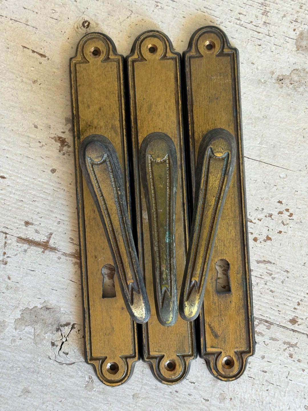 Antique 3 Oxidized Patina Door Handles Farmhouse Wooden Door Door ...