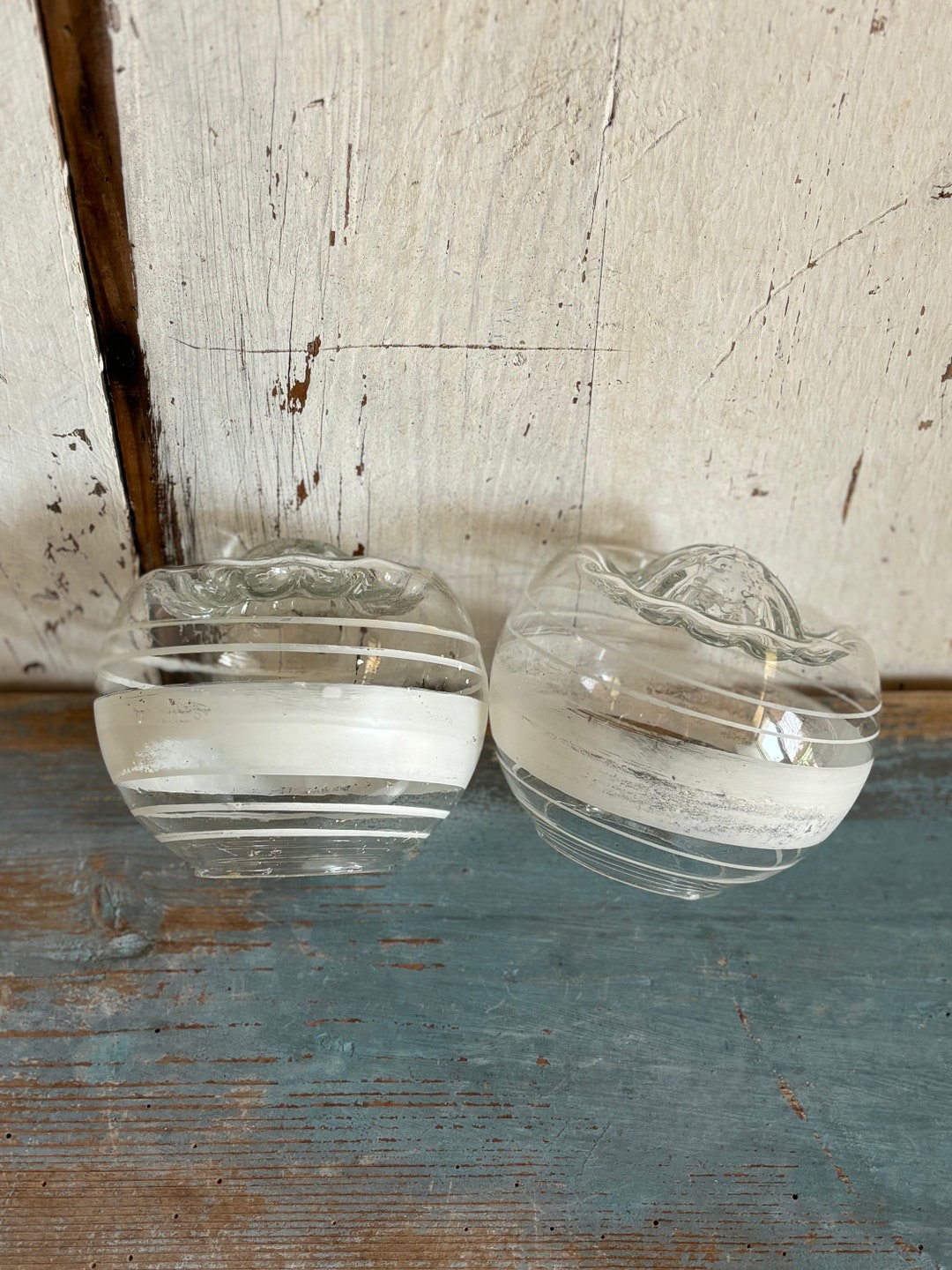 Vintage 2 Clear Glass Spheres, Wall Sconces, Light Fixture, Orb Lamp ...