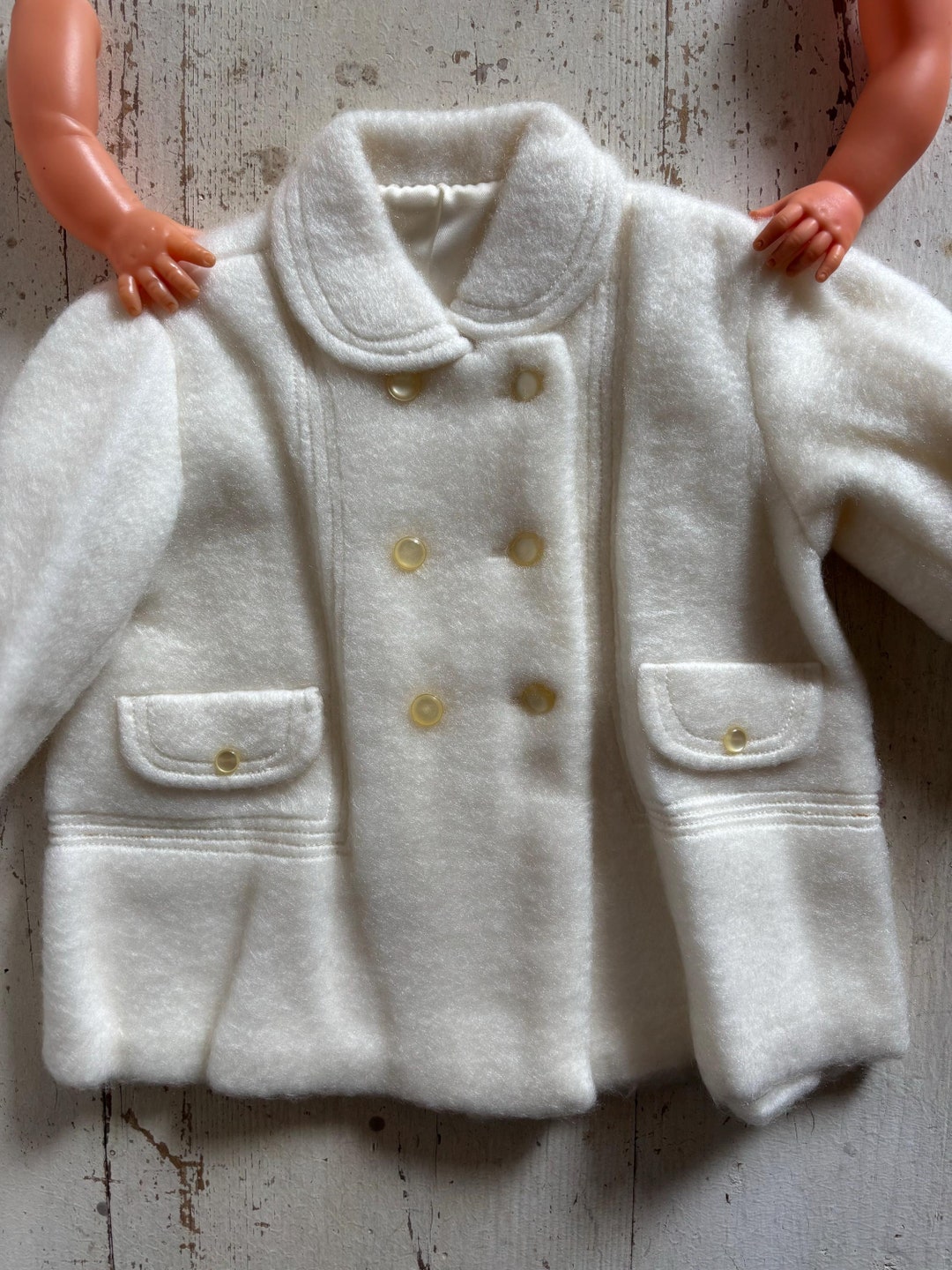 Vintage Child Wool Coat, Double-breasted Jacket, Hand-sewn Garments ...