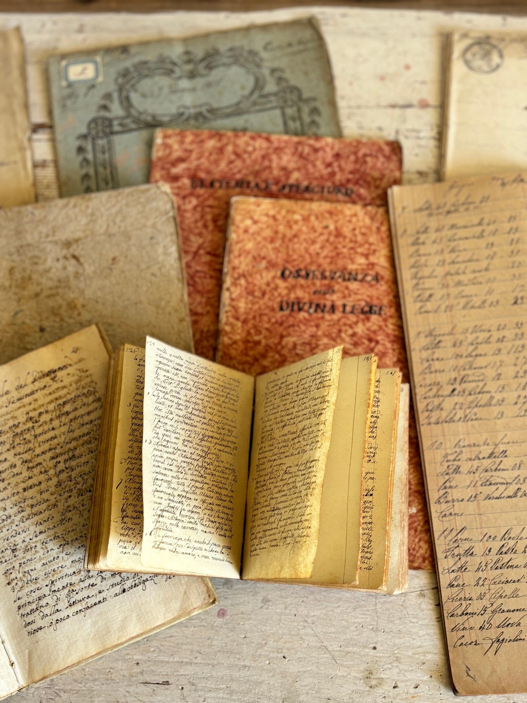 RARE Antique Handwritten Religious Book Manuscript Watermark Paper ...