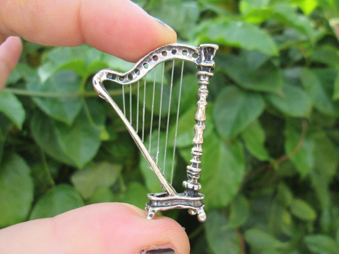Vintage Silver800 Detailed Miniature Harp Music Instrument - Etsy