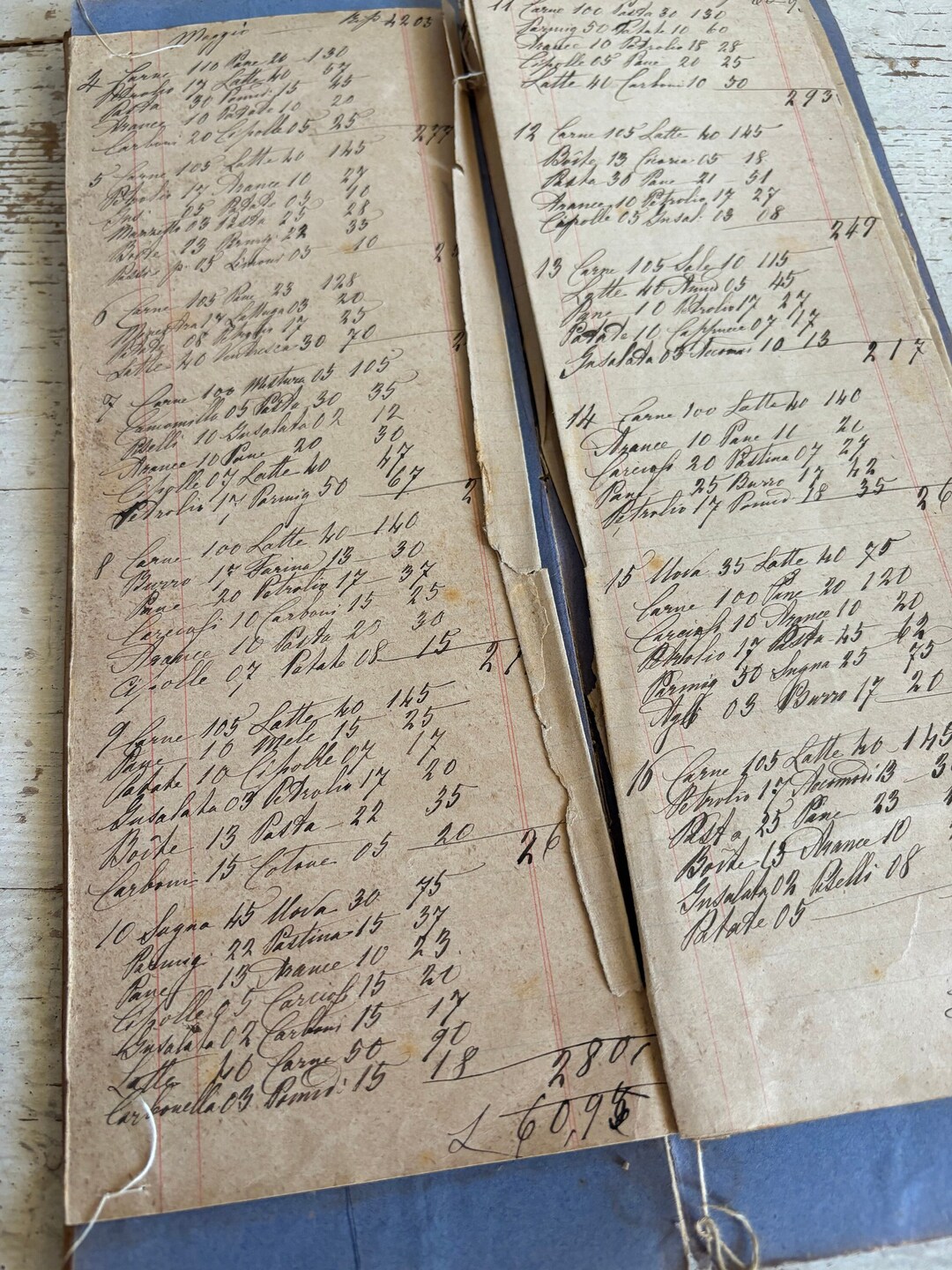 1900 Antique Handwritten Ledger Manuscript Ledger Marbled Cover ...