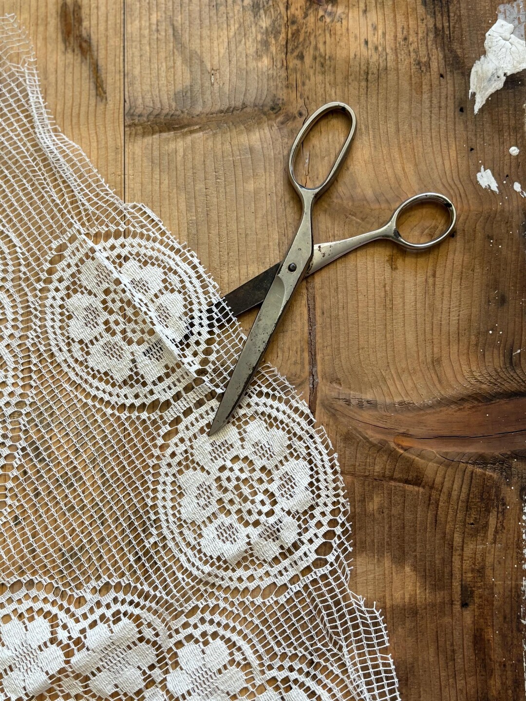 Vintage Filet Lace Doily Set, Cut-out Doily Panel, Shabby Chic Decor ...