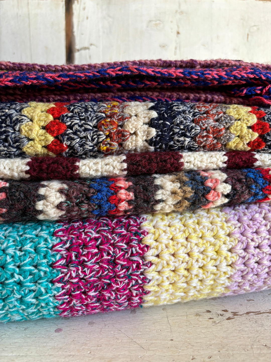 Vintage 1970's Grandma's Knitted Afghan Blankets Heavy and Warm ...