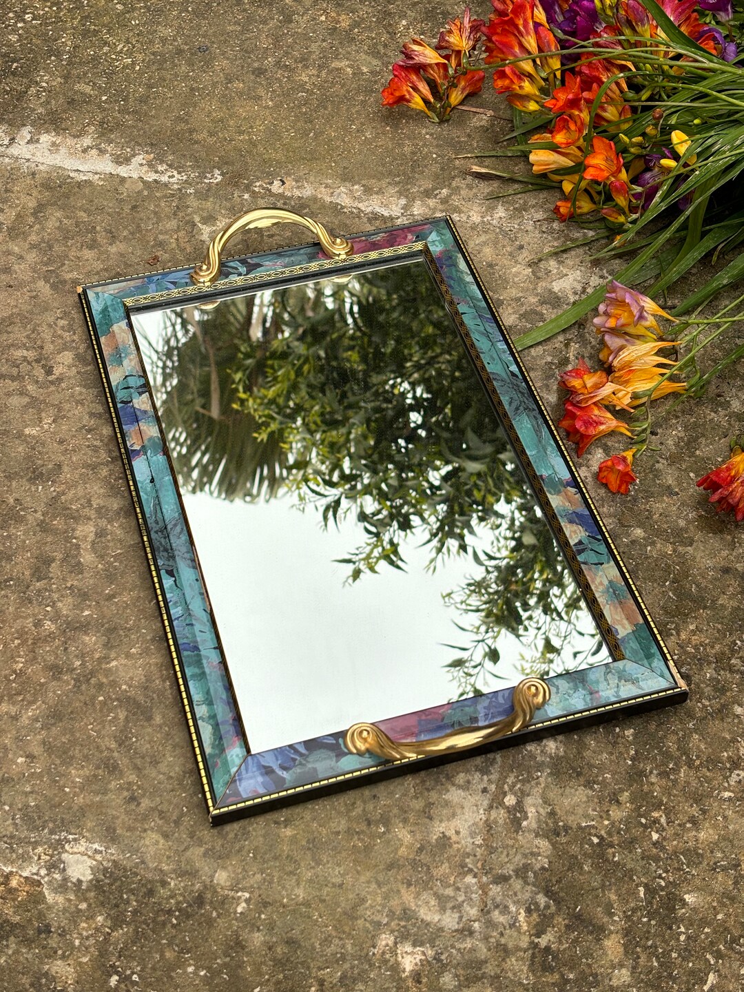 Vintage Mirror Tray Vanity Desk Mirror Bedroom Table Tray Vanity Mirror ...