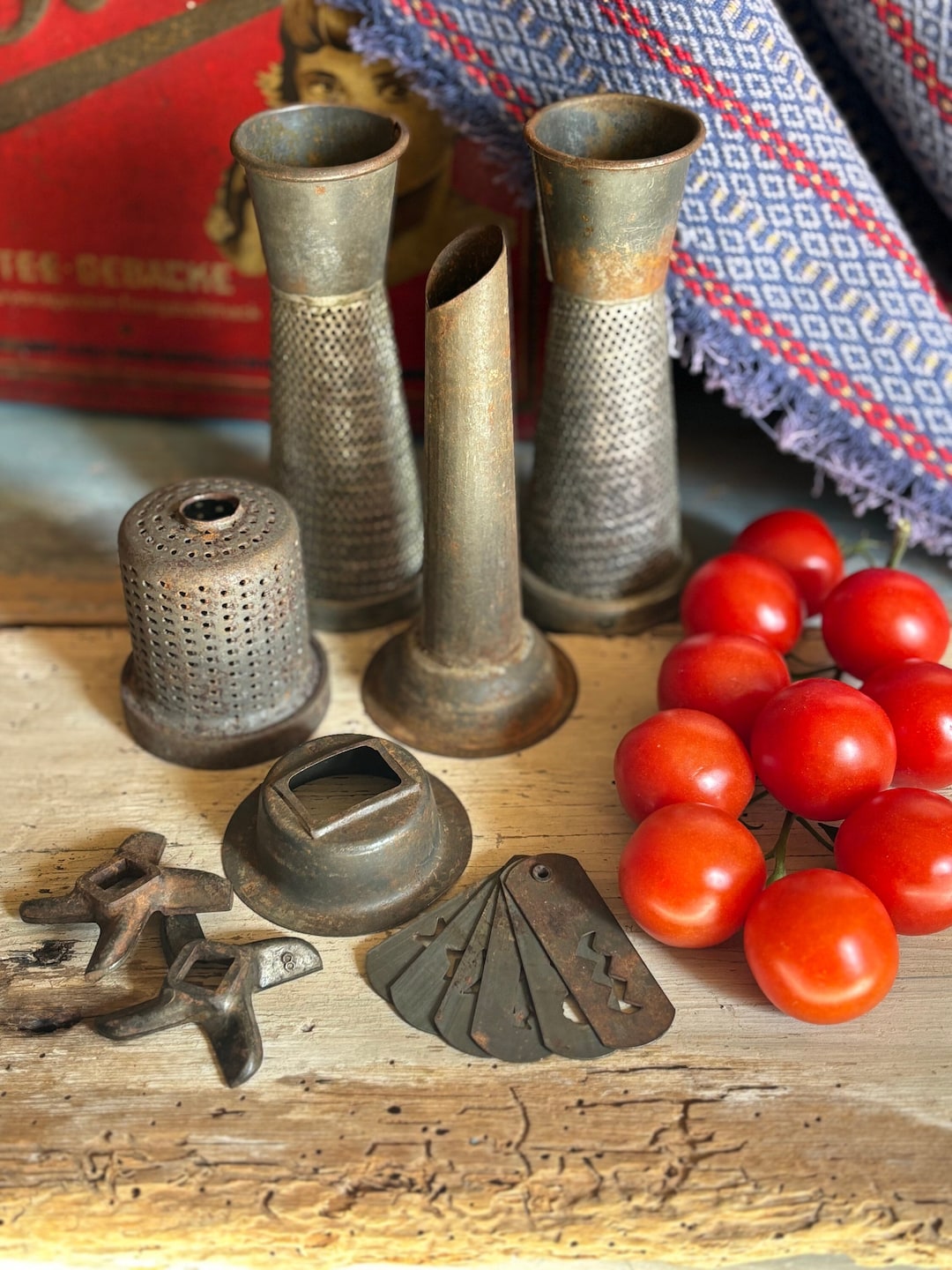 Vintage Rustic Kitchen Utensils Lot - Old Tomato Strainer Pieces ...