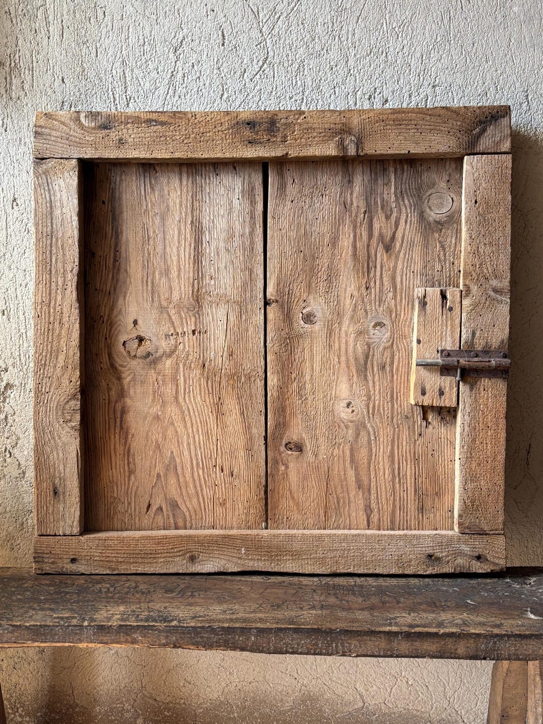 Antique LARGE Rustic Barn Window Hand Built Reclaimed Wood Imperfect ...