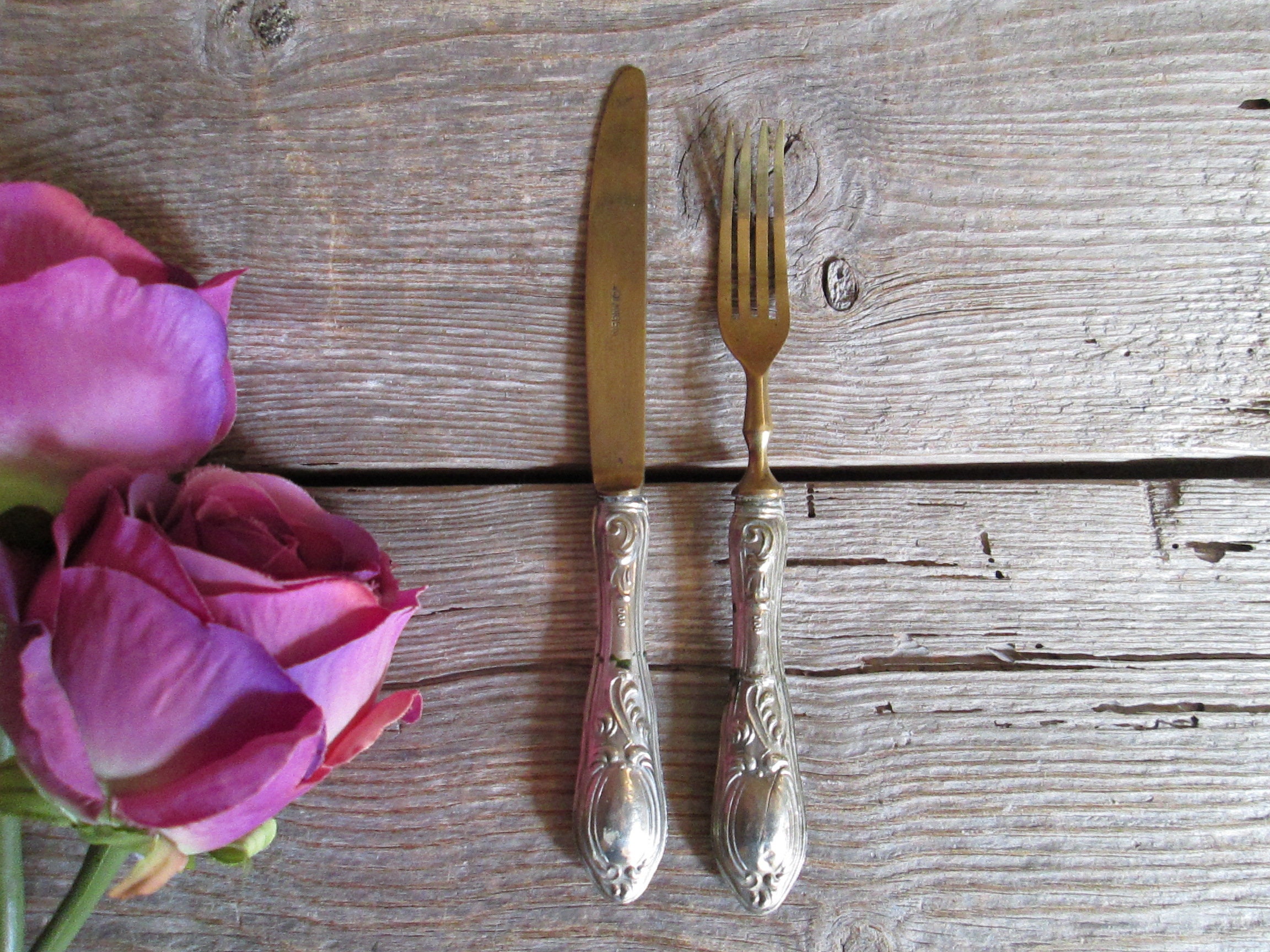 Antique 1930 Solingen knife fork Silver800 Country chic decor | Etsy