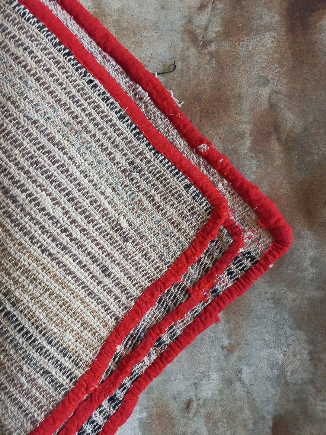 Antique Europe 'frazzata' Rare Hand Loomed Bed Cover Brocante Rag Rug ...