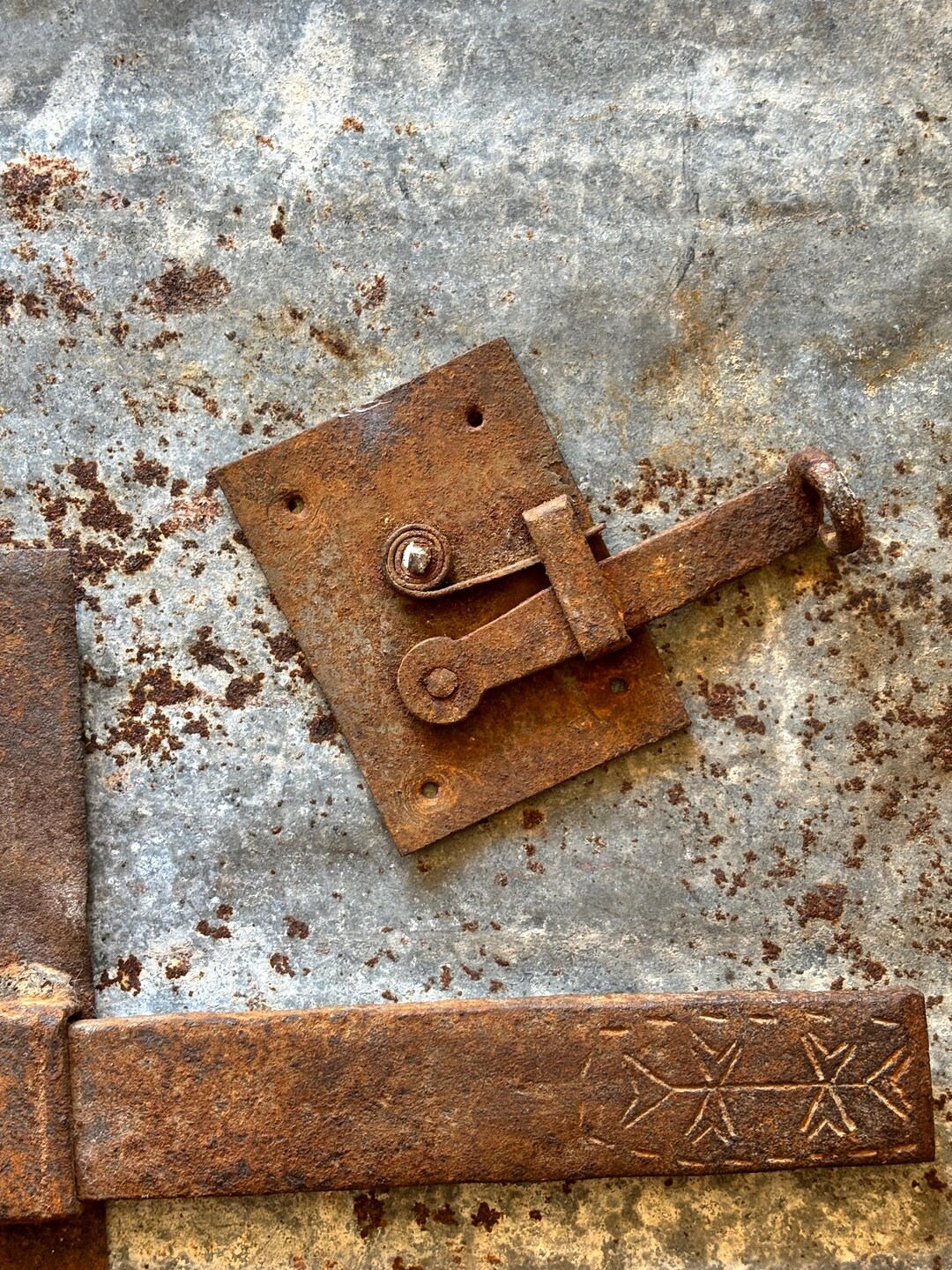 Old Wrought Iron Lock, Handcrafted Spring Lock, Door and Window Latch ...