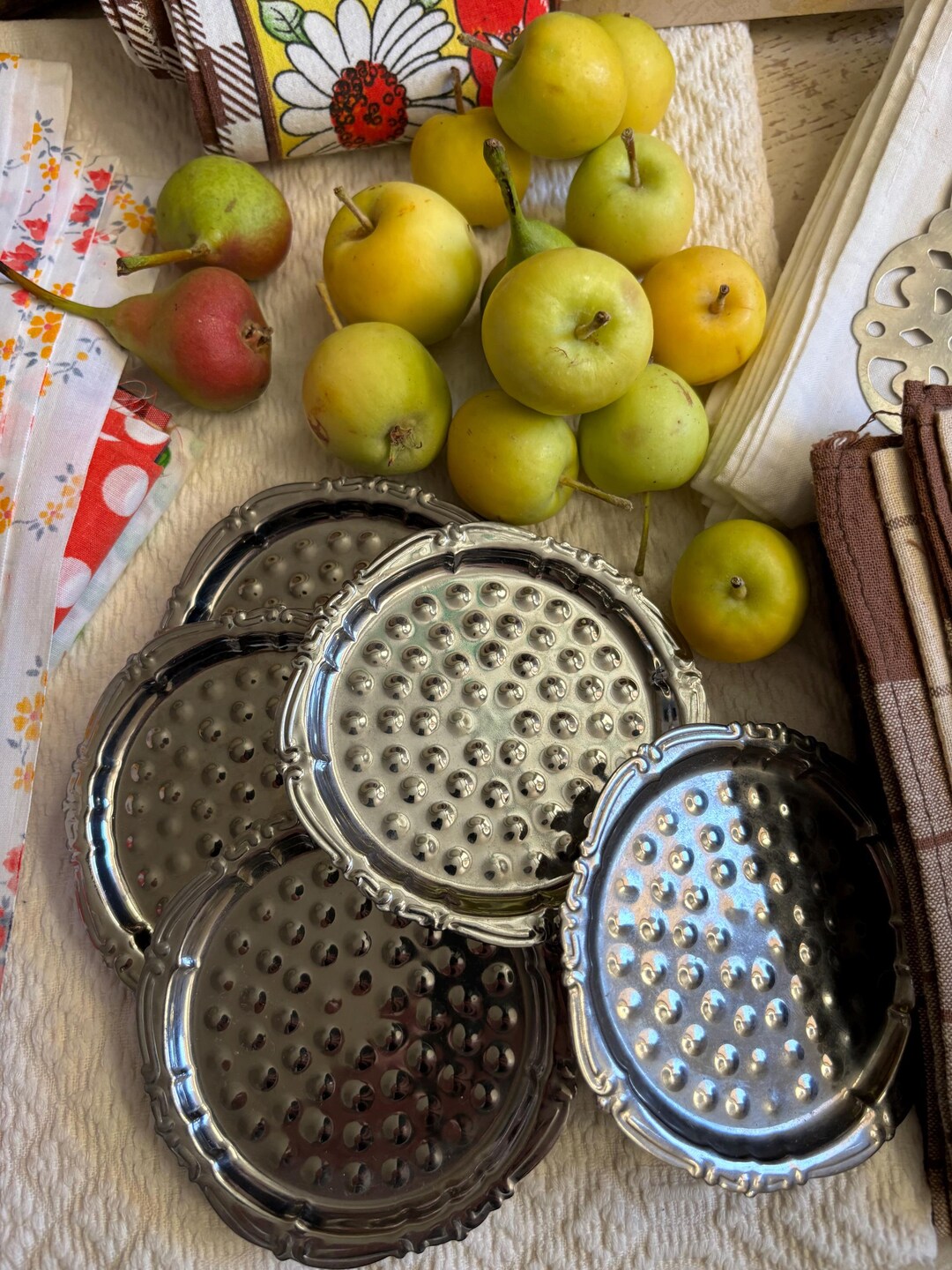 Vintage Italian Design 6+1 Steel Coaster Retro' Kitchenware Washable ...