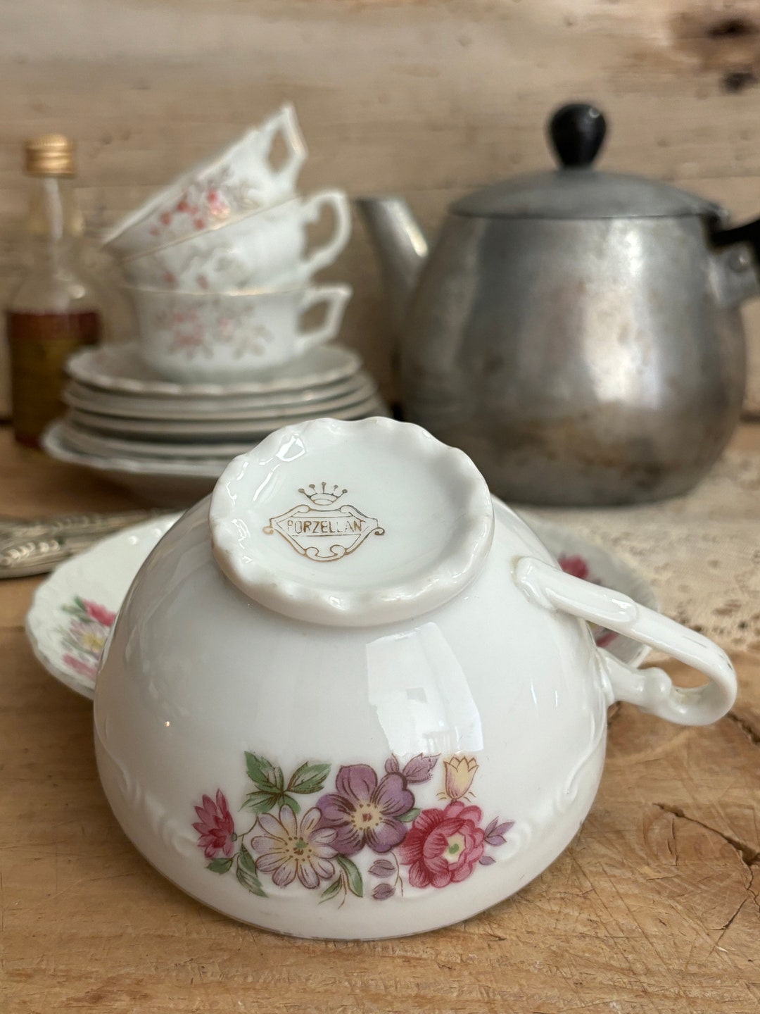 Vintage German Porcelain Tea Cup and Saucer Spring Set Gift for Her ...