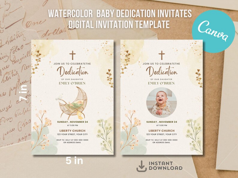 Baby Dedication Invitation Printable, Baptism Invitation Printable ...