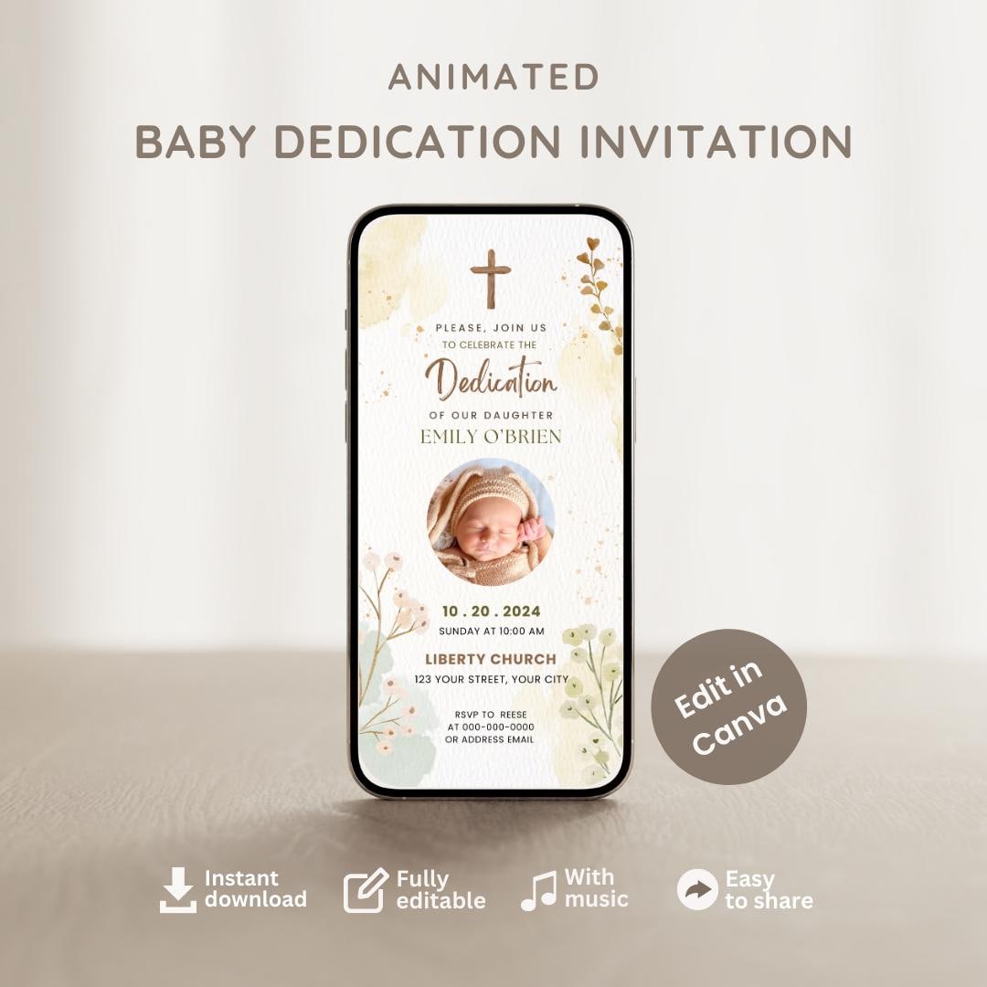 Digital Baby Dedication Invitation, With Photo and Audio | Baptism ...