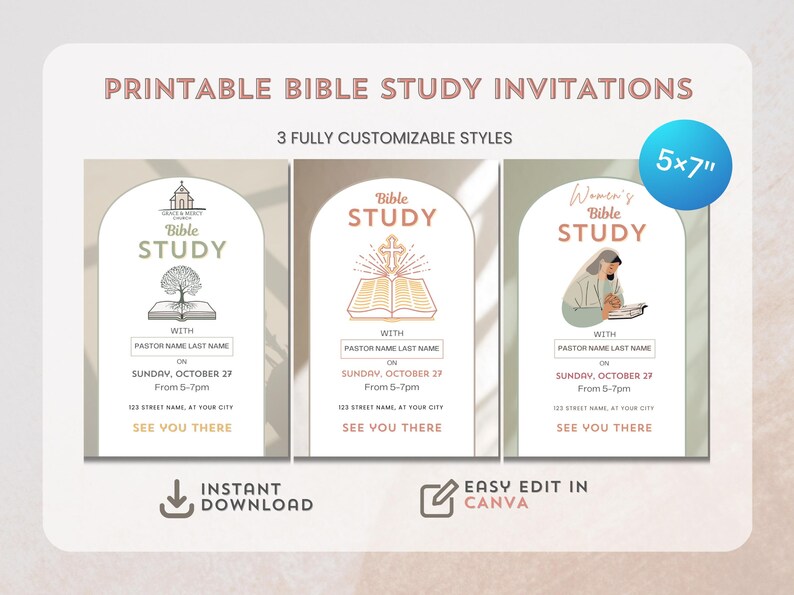 Printable Bible Study Invite, Printable Prayer Group Invite, Editable ...