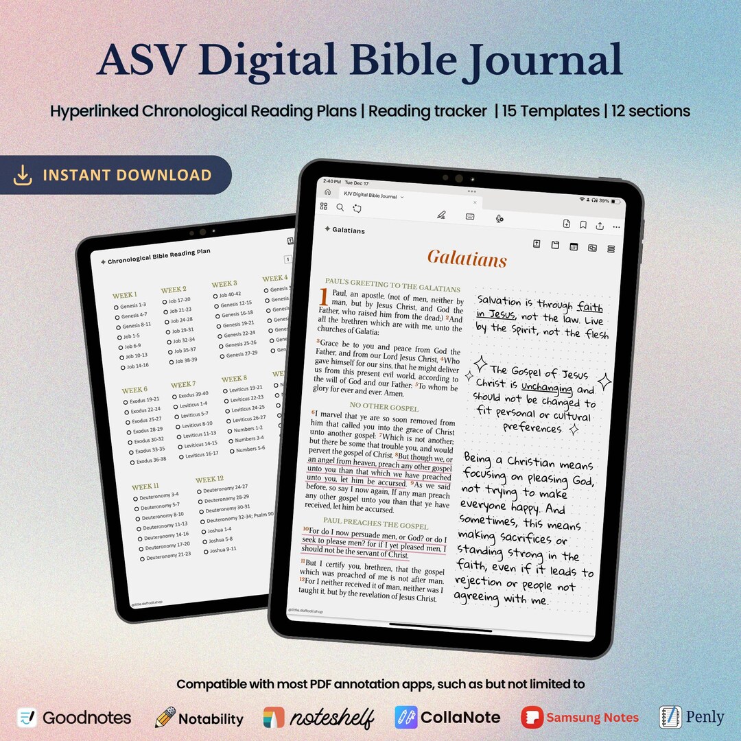 ASV Digital Journaling Bible | Reading Plan and Tracker | Bible Study ...