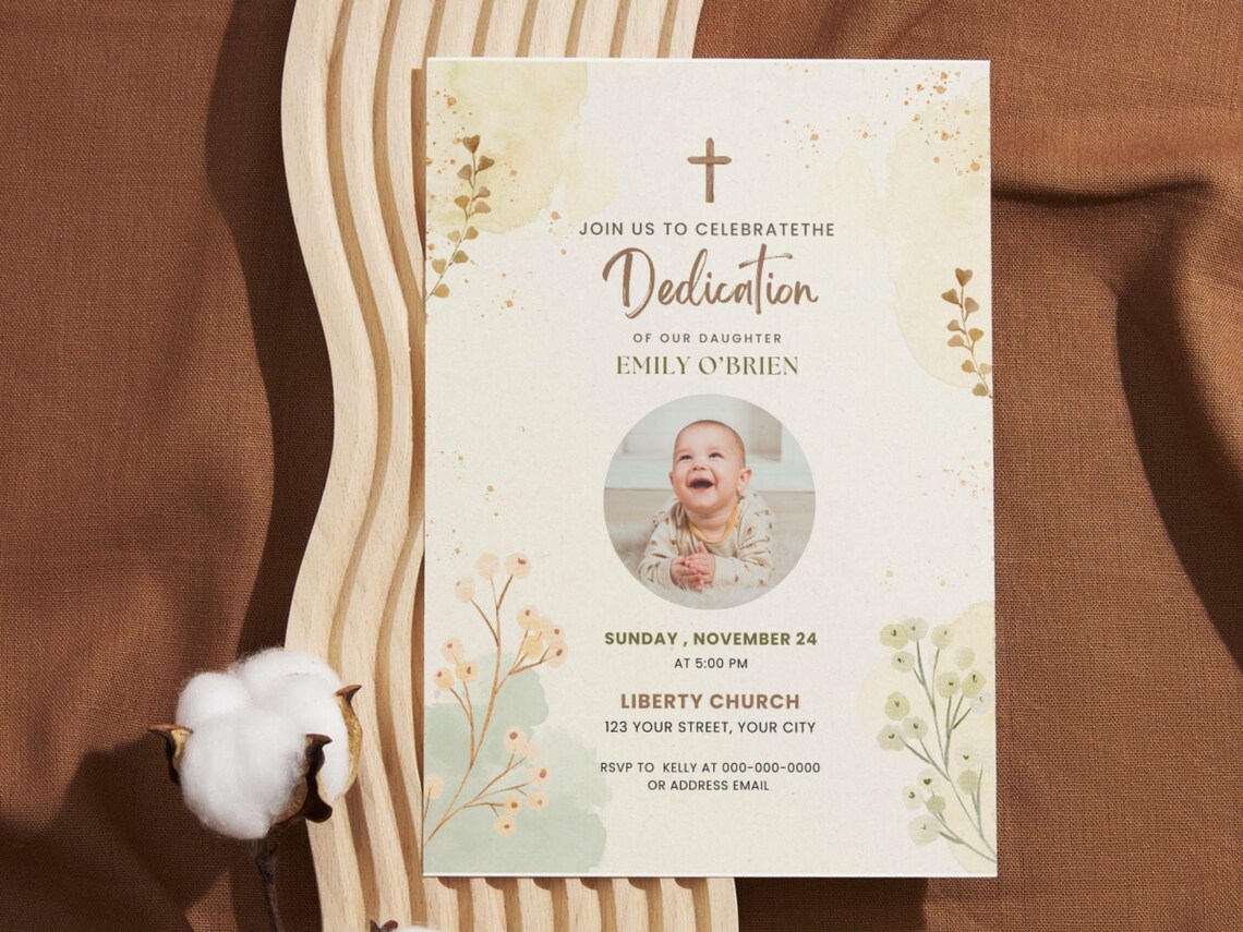 Baby Dedication Invitation Printable, Baptism Invitation Printable ...