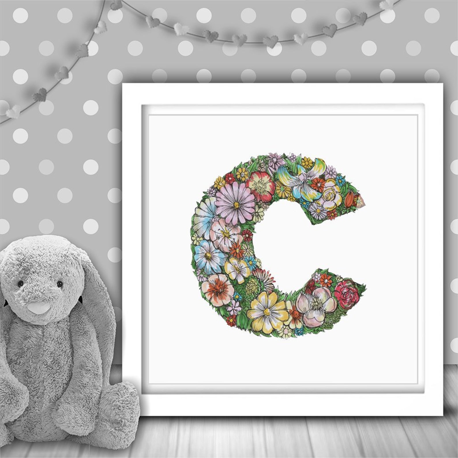 Floral Letters of the Alphabet Artwork Letter C - Etsy