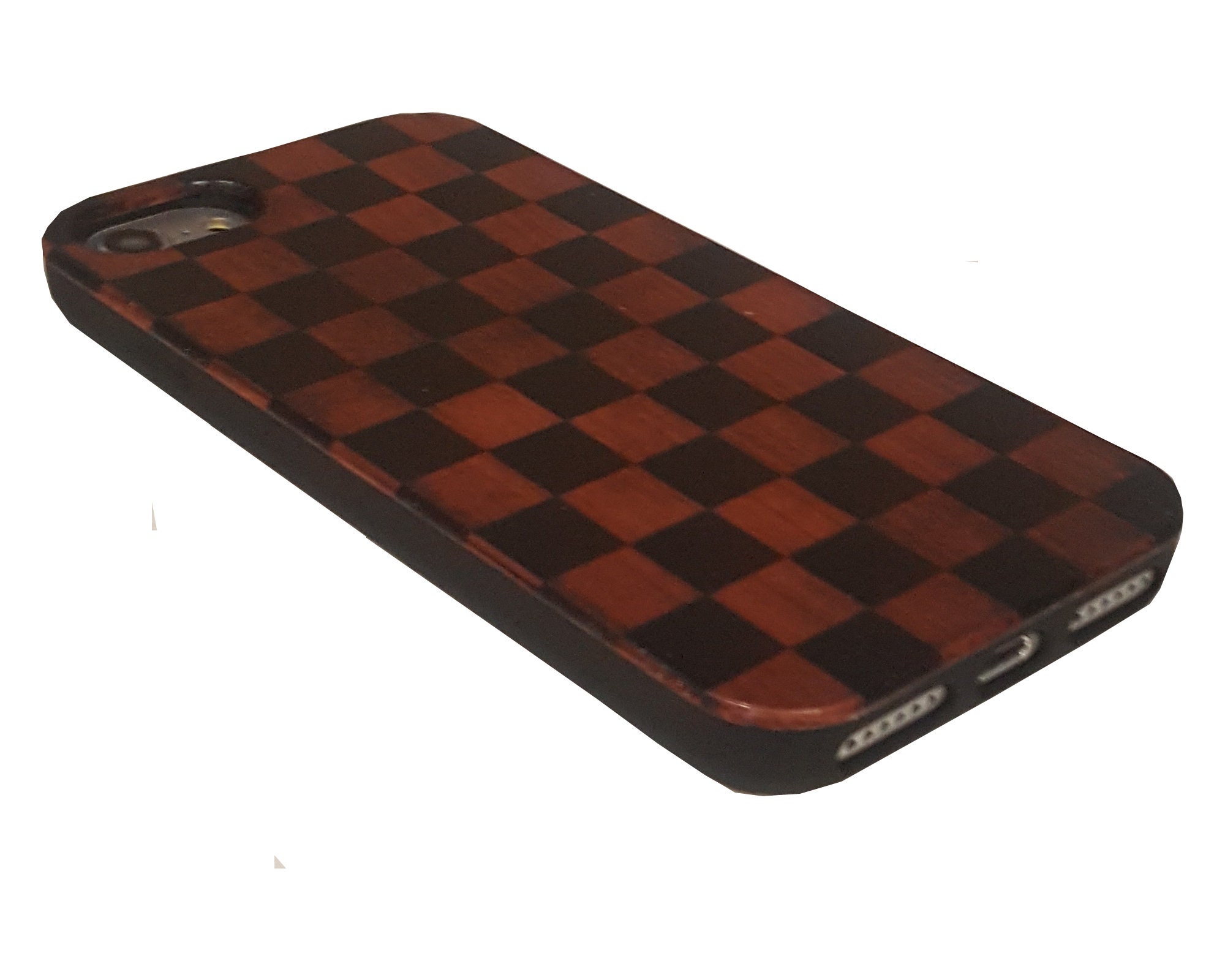 Natural Real Wood Black Checkers cell Phone Case iphone 7/8 | Etsy
