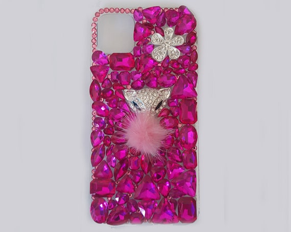 Rhinestone Bling 3D Deco Hot Pink Furry Fox Handmade Samsung | Etsy