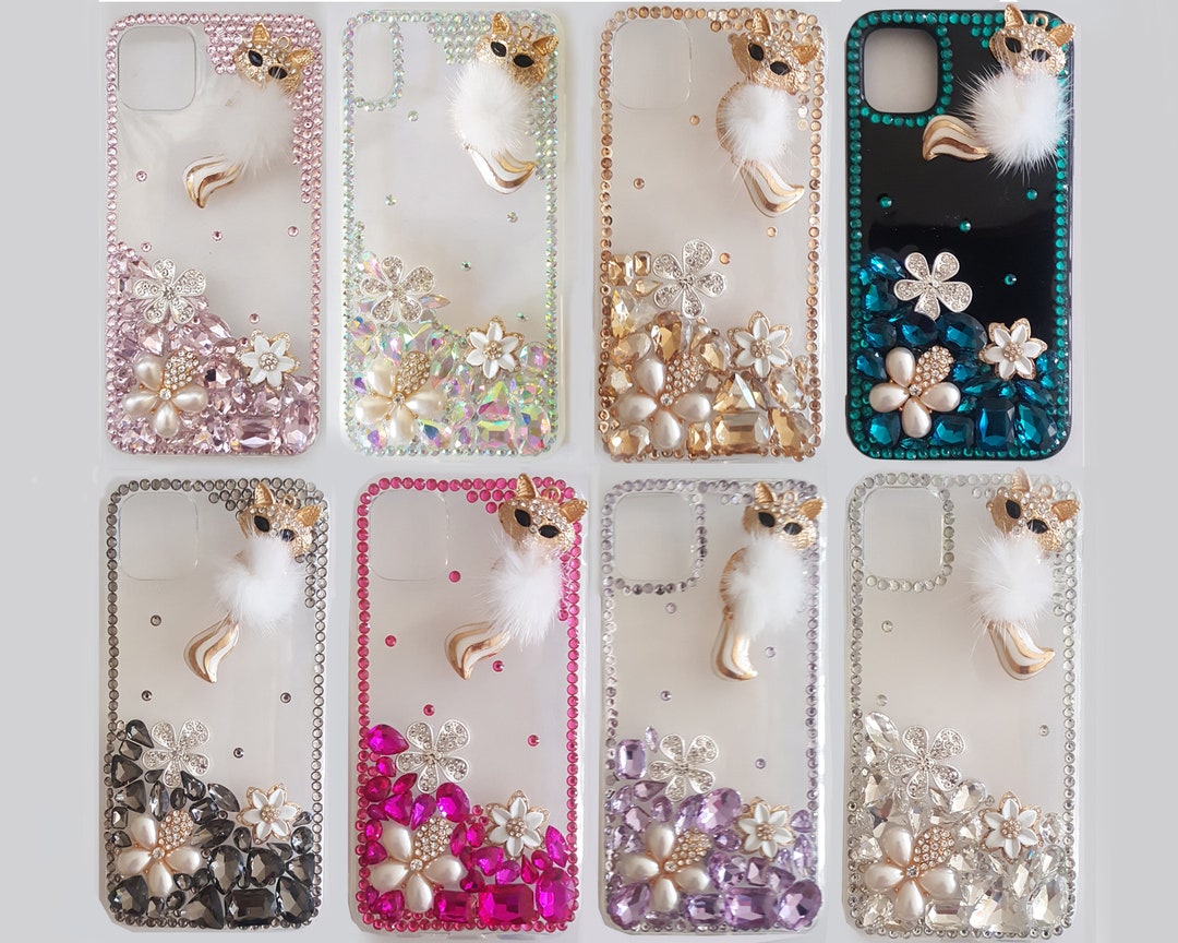 Rhinestone Bling 3D Deco Customized Furry Fox Handmade iPhone 6/7/8 ...