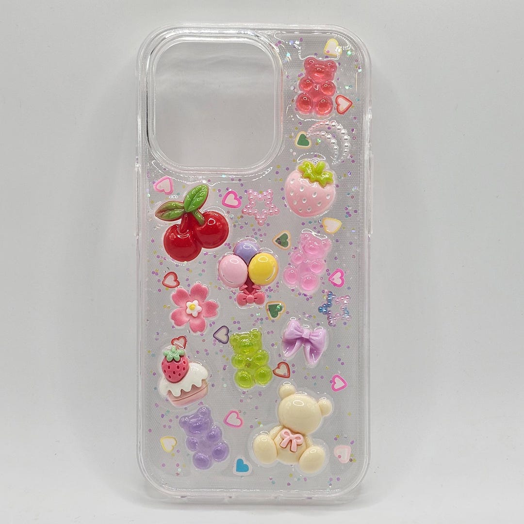 Kawaii Bear Fruits Sprinkle 3D Resin Glitter Double Layered Durable ...
