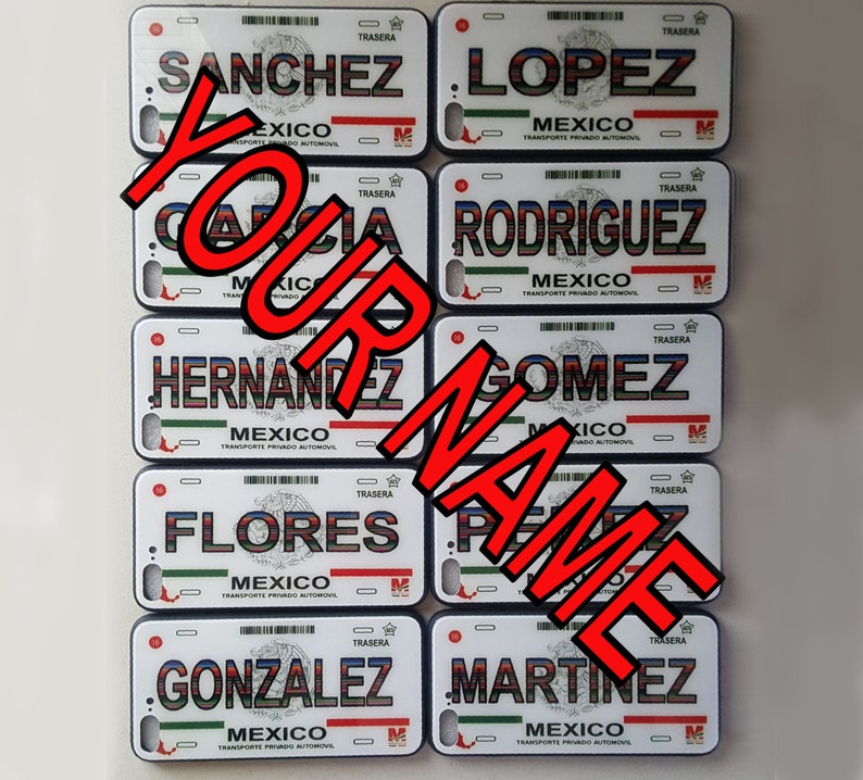 Personalized Custom Name Mexico License Plate Tempered Glass - Etsy