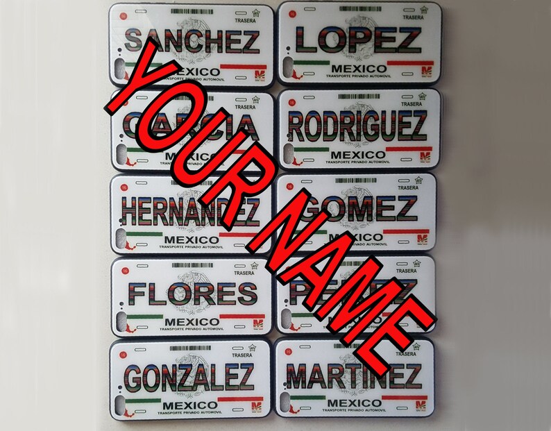 Personalized Custom Name Mexico License Plate Tempered Glass | Etsy