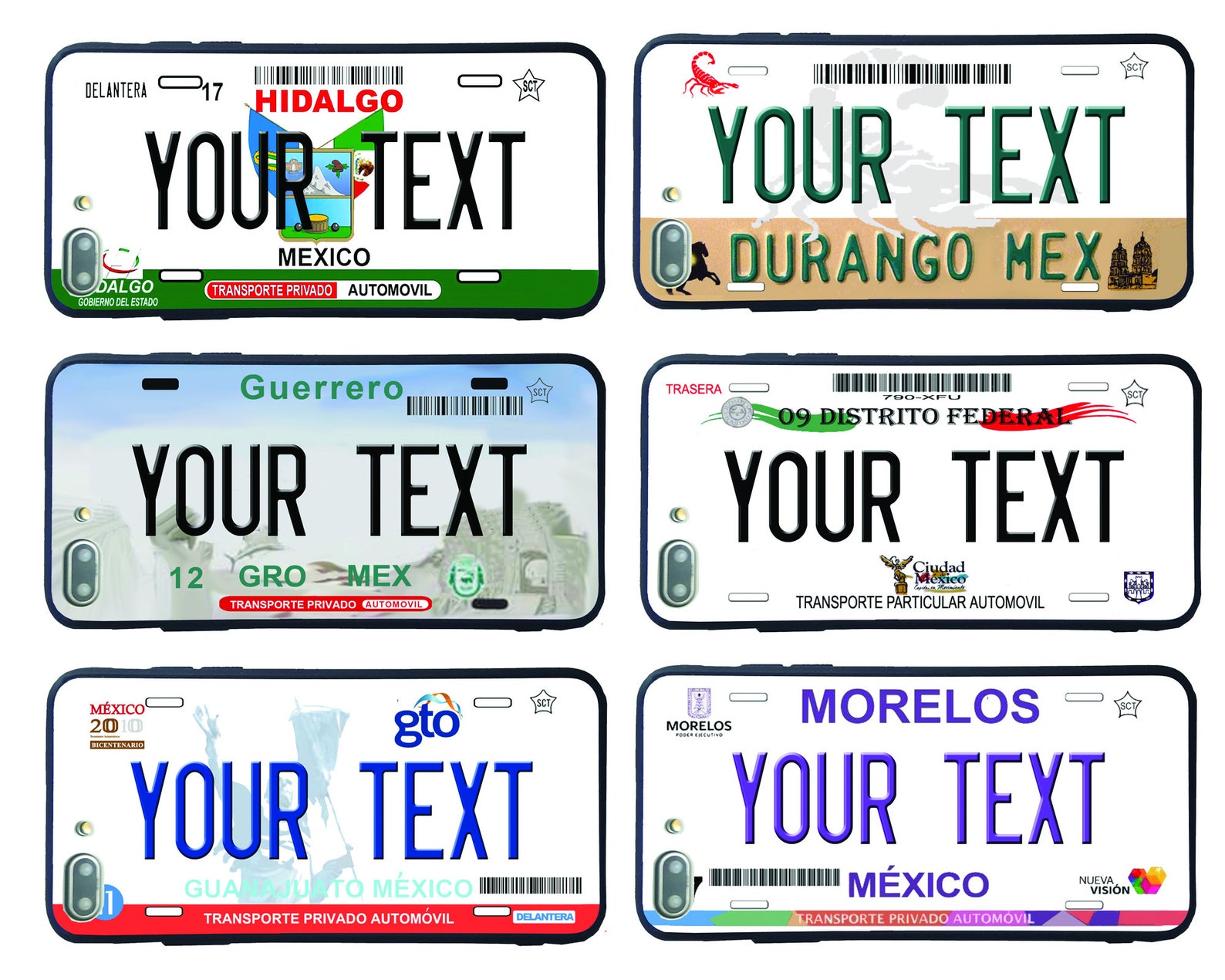 Custom Text Mexico State License Plate Tempered Glass Phone - Etsy
