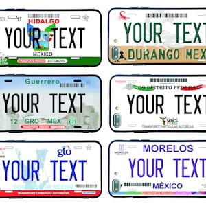 Custom Text Mexico State License Plate Tempered Glass Phone Case iPhone ...