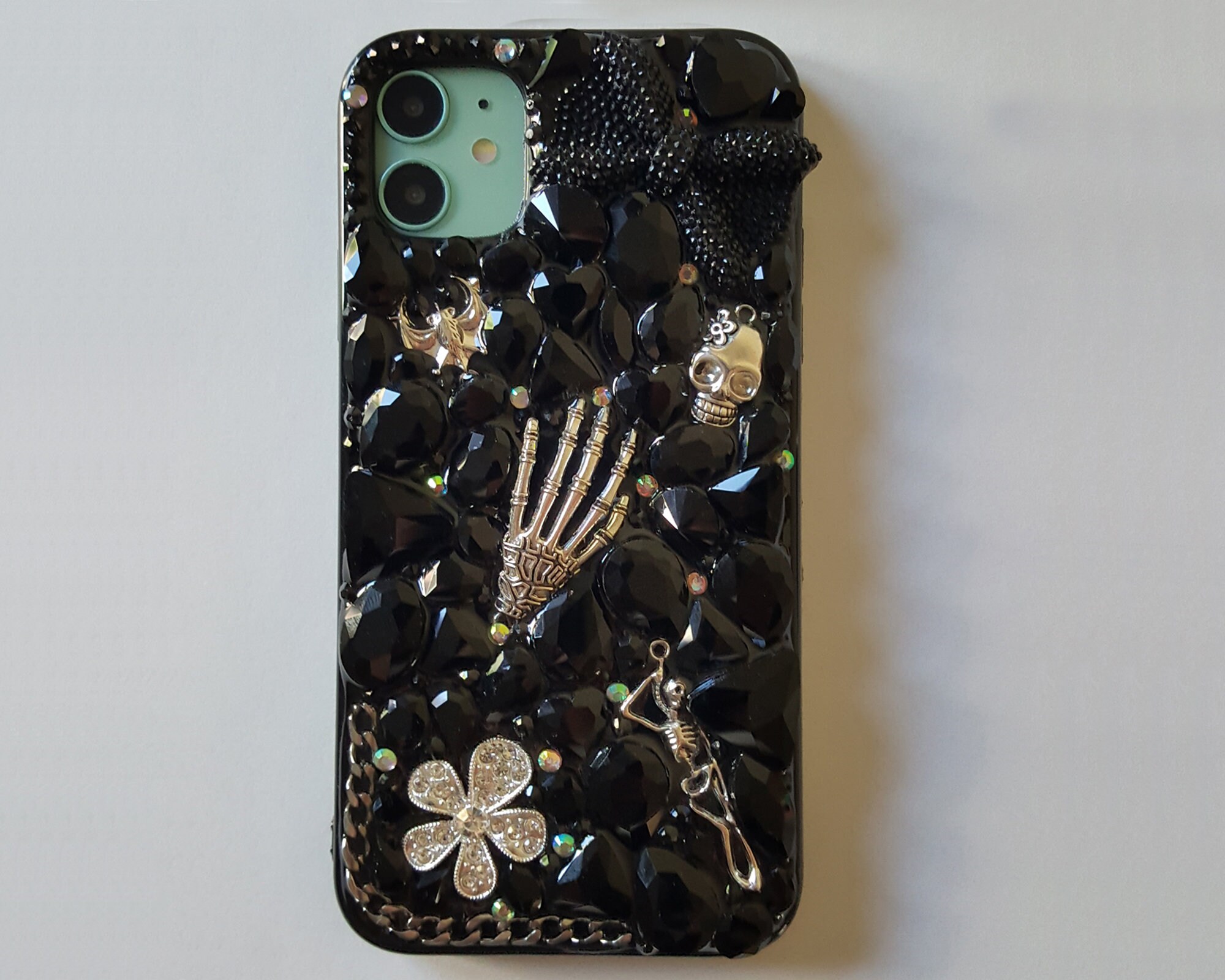 Rhinestone Black Bling 3D Deco Skeleton Hand Skull Flowers - Etsy