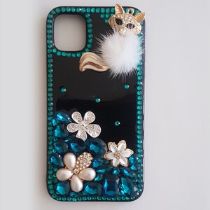 Rhinestone Bling 3D Deco Customized Furry Fox Handmade iPhone 6/7/8 ...